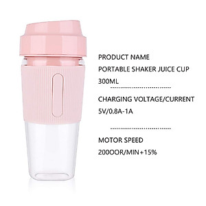 Portable Electric Juicer Blender USB Mini Fruit Mixers Fruit Extractors Multifunction Juice Maker Machine (Pink 4 blades)