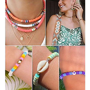 Gionlion 8000 Pcs Clay Beads Kit 2 Boxes for Bracelet Making, 24 Colors Flat Clay Beads Letter Beads Spacer Beads and Charms Kit for Jewelry Making, Jewelry Supplies Crafts Gift for Teen Girls Adults