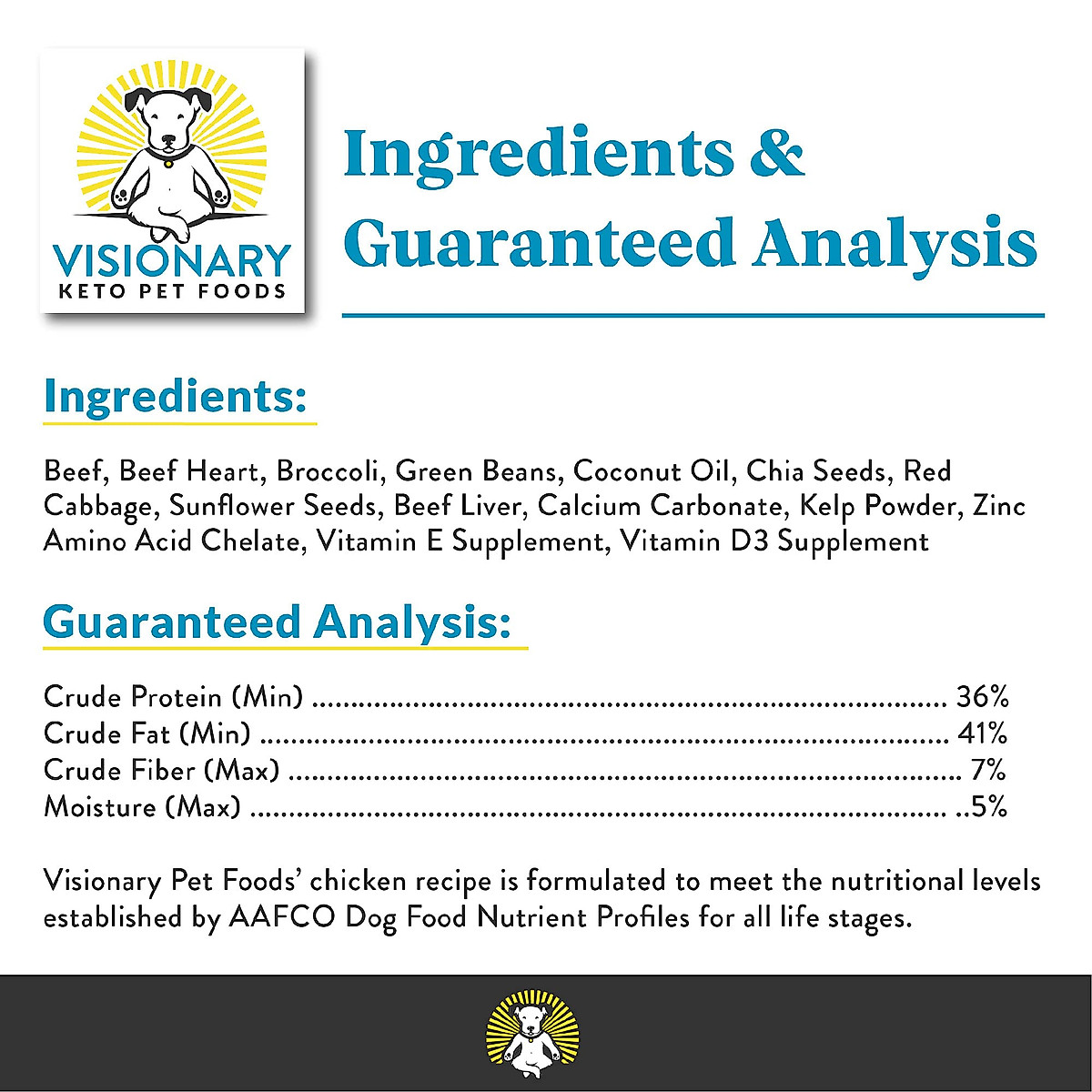 Visionary Pet Foods Beef Freeze Dried Dog Food, High Protein Treat, Low Carb and Grain Free, Made with Human Grade Ingredients for Optimal Nutrition and Digestion - Natural Beef Recipe, 3.5oz