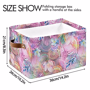 ALAZA Vintage Plants Flowers Willow Berry Florals Storage Basket for Shelves for Organizing Closet Shelf Nursery Toy, Fabric Collapsible Storage Organizer Bins Decorative Baskets with Handles Cubes