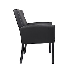 Boss Office Products Executive Box Arm Chair with Mahogany Finish in Black
