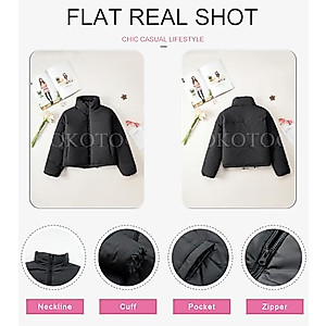 Dokotoo Puffer Jacket Womens Winter Casual Quilted Jackets Fashion Fall Full Zip Up Long Sleeve Drop Shoulder Oversized Stand Collar Padded Coats Baggy Warm Outerwear with Pockets Black XX-Large