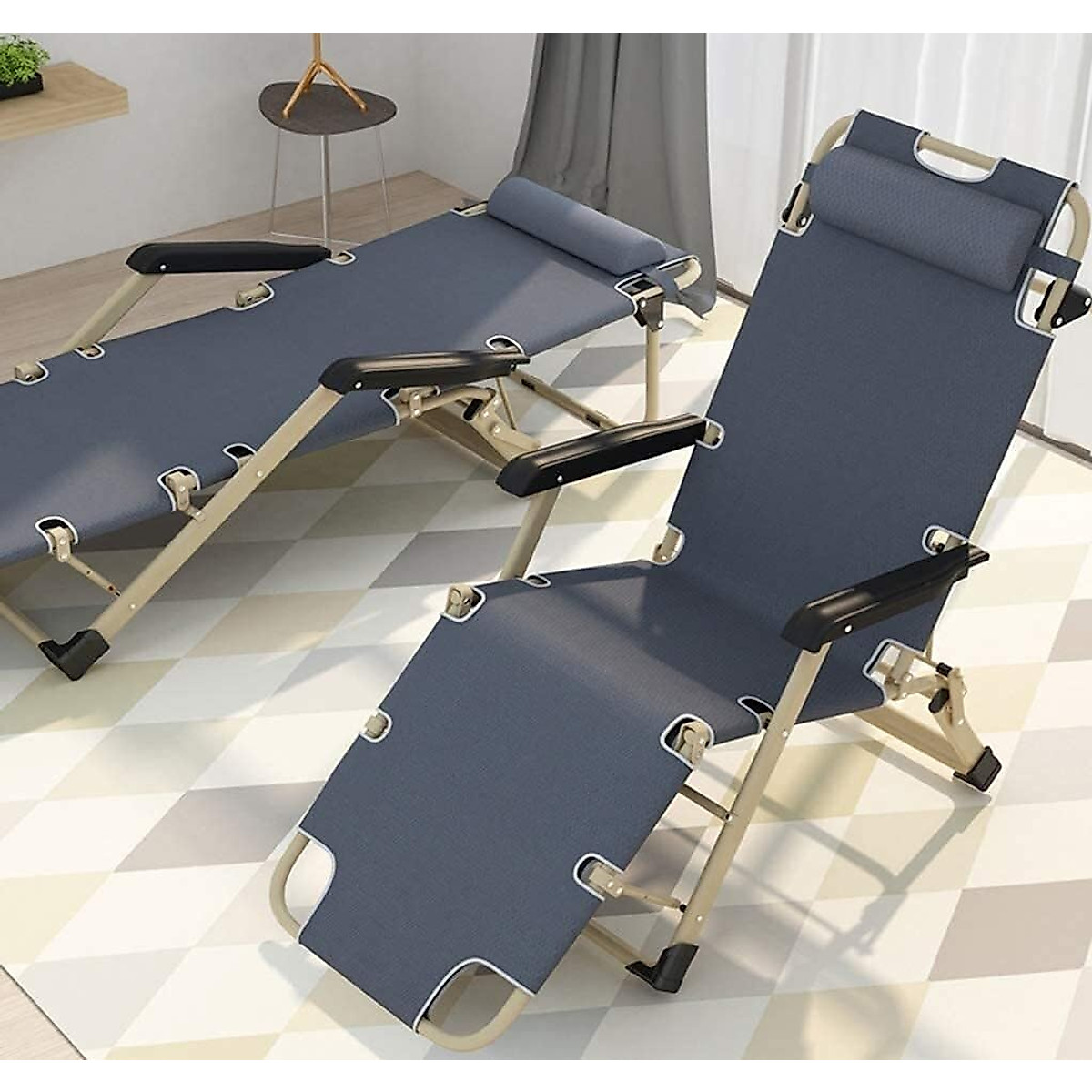 GeRRiT Home Chair Sun Lounger Recliner Chairs 600D Oxford Folding Lawn Lounge Chairs Garden Reclining Chair with Headrests for Outdoor Patio, Camping