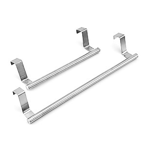 DGFJY Bathroom Towel Robe Rack Stainless Steel Towel Bar Kitchen Dish Cloths Hanger Home Door Hanging Holder Rustproof Over The Door Towel Rack, white, Silver