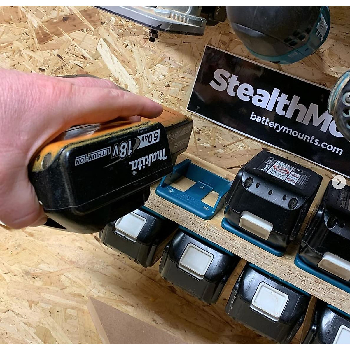 StealthMounts 18V Makita Battery Holder - 6 Pack | Makita Battery Mount | Makita Battery Storage | Makita 18v Battery Holder | Makita Battery Holder Wall Mount | Makita 18V Battery Holder | Made in UK