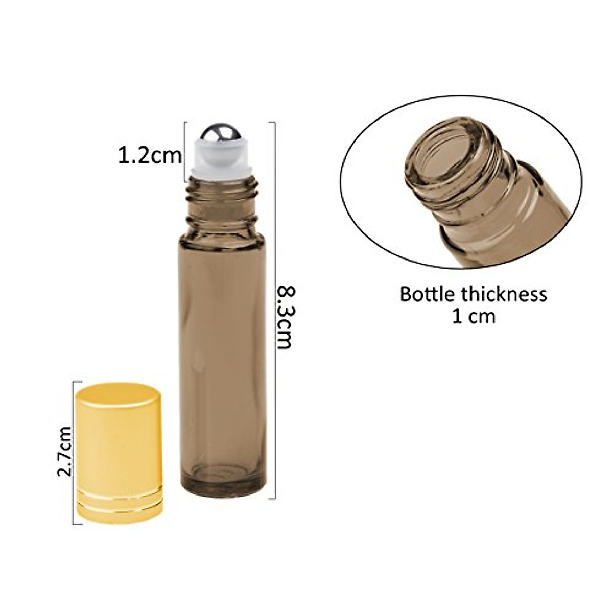 Essential Oil Bottle Kit - Includes: 10x Amber Brown Essential Oil Bottle (1/3 oz - 10 ml), 1x Tool for Opening/Sealing Bottles, 78x Label (4 Sizes), 1x Mini Dropper + 1x Mini Funnel for Easy Filling
