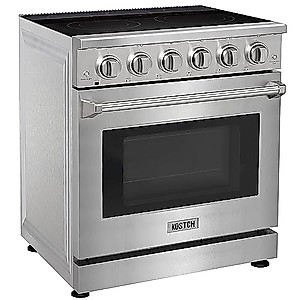 KOSTCH 30 inch Professional Electric Range with 5 Heating Elements Cooktop, 4.55 Cu. Ft. Convection Oven Capacity, Smooth Glass Top, in Stainless Steel, KOS-30RE06H (Stainless Steel)