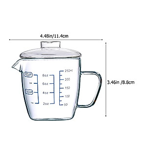 Glass Cups Glass Measuring Cup with Scale: Graduated Beaker Mug Liquid Cup Water Coffee Tea Cup Drinking Glasses Glass Mugs Tumbler with Lid and Handle