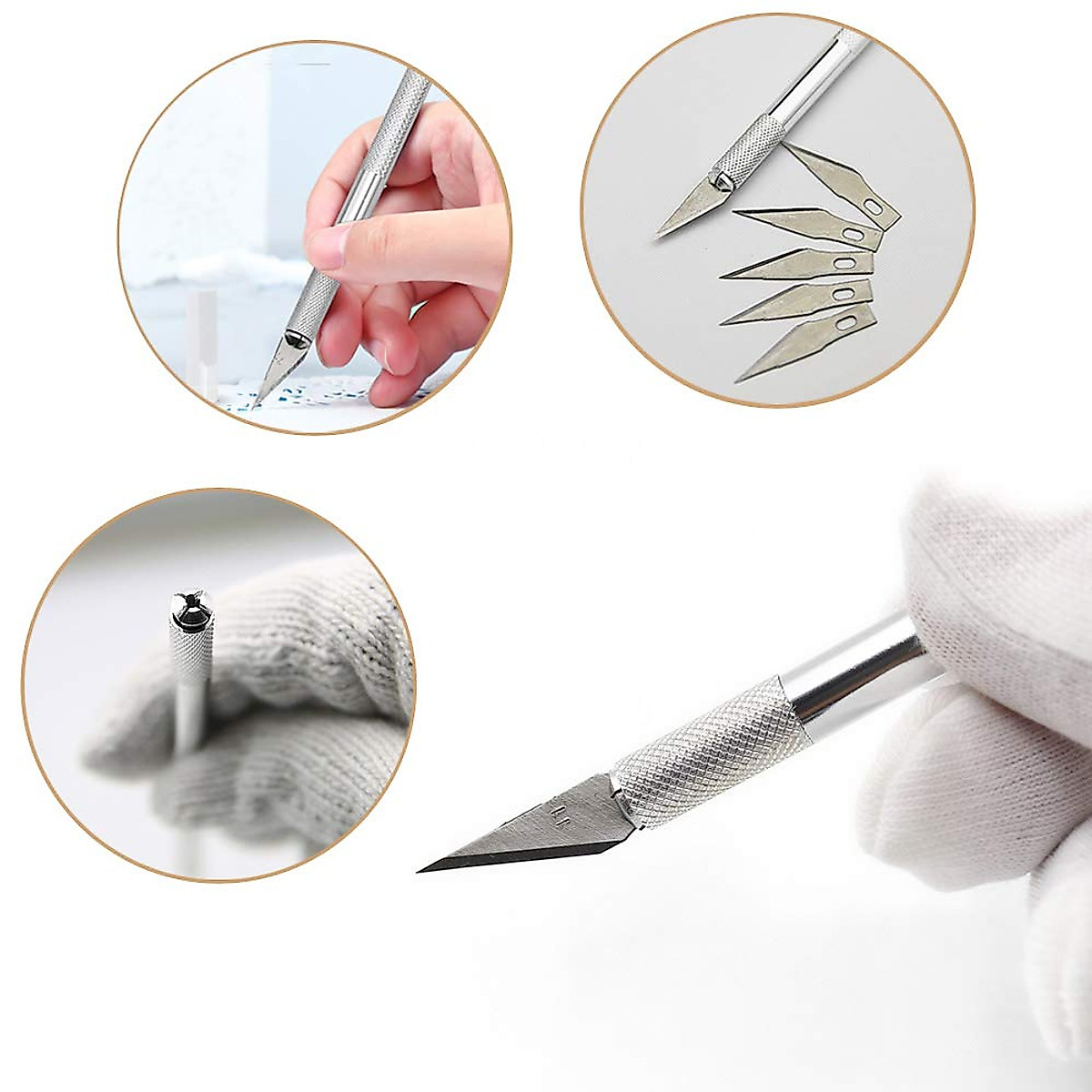 Comidox 2 Sets Stainless Steel Precision Carving Cutter Craft Knife Solid Metal Pen Knife Razor Tool for Phone PC Tablet Drone Repair DIY Art Work Sculpture