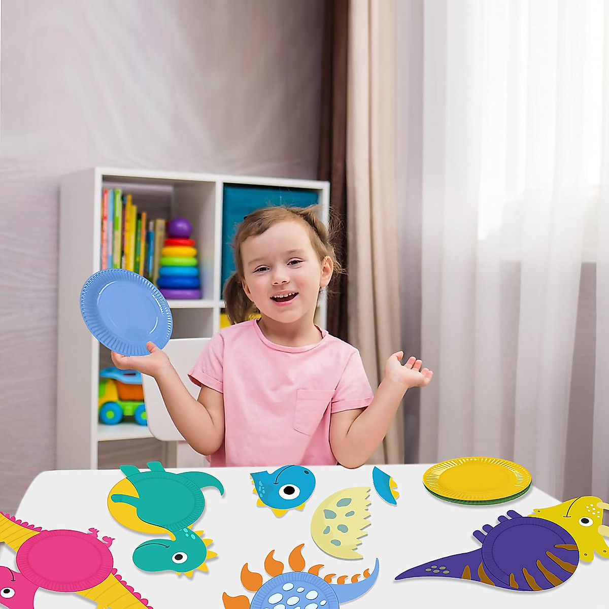 DISHIDIANZI Art Craft Gifts for Kids - 11 Paper Plate Art Kit Toys for Over 3 Years Old Boys Girls Toddlers, DIY Dinosaur Art Supplies for Kids Preschool/Party Gifts/Birthday/Christmas Game Crafts