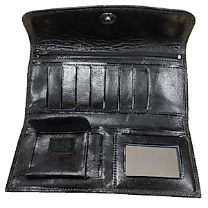 Sharpshooter Ladies Tooled Leather Western Blossoming Roses Trifold Wallet (BLACK)