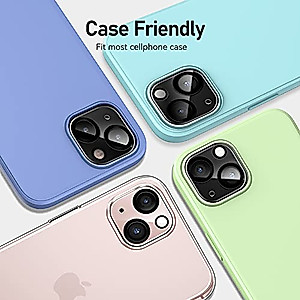 ivoler [4-pack] Camera Lens Protector for iPhone 13 6.1''/13 Mini 5.4'' Tempered Glass Screen Protector (Not for iPhone 13 Pro), HD Clear [Anti-Scratch] [Bubble Free] [Case Friendly],Black Circle