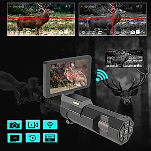 BESTSIGHT Night Vision Scope,DIY Night Vision(Day and Night),Quick Installation Barrle,5" Display Screen with 5w 850nm Infrared Illuminator,View 200m in Night,for 38-44mm Eyepiece Scope (TMNV09)