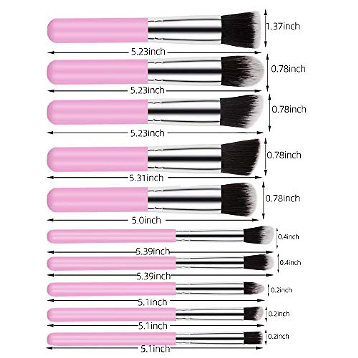 Make Up Brush, 10 Piece Soft Pink Makeup Brushes Set Portable Kabuki Liquid Cream Brushes with Cruelty-Free Synthetic Fiber Bristles Beauty Tools…