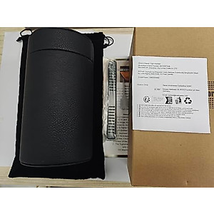 Scotte Cigar humidor case/jar,Leather Cedar Wood Cigar Canister Portable for 12-16 Cigar (Black)