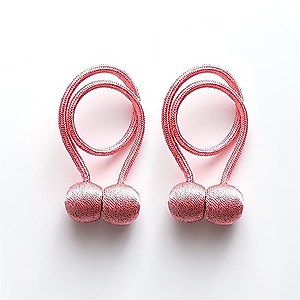 2PCScurtains Tiebacks-Modern Minimalist Curtain Tie-Braided Rope Curtain Ties for Drapes-Convenient Magnetic Curtain Tiebacks, Suitable for Curtains and Door Curtains (Pink)