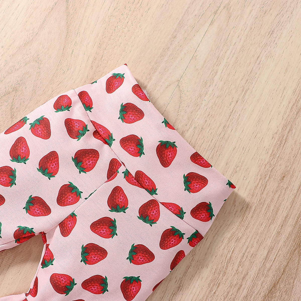 Baby Girl First Birthday Outfit Sweet One Fruit Short Sleeve Romper Top Flare Pants Headband 3Pcs Cake Smash Clothes (Strawberry, 12-18 Months)