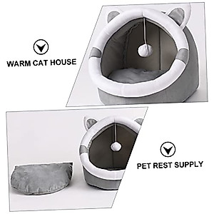 Ipetboom 1pc Cave Semi-Closed Semi Cozy and Cold Mat Toy Comfortable Warming Supplies Dogs Semi-Enclosed Nest Thickened Sleeping Winter Kitten Tent Removable House Cushion Kittens Cats Dog