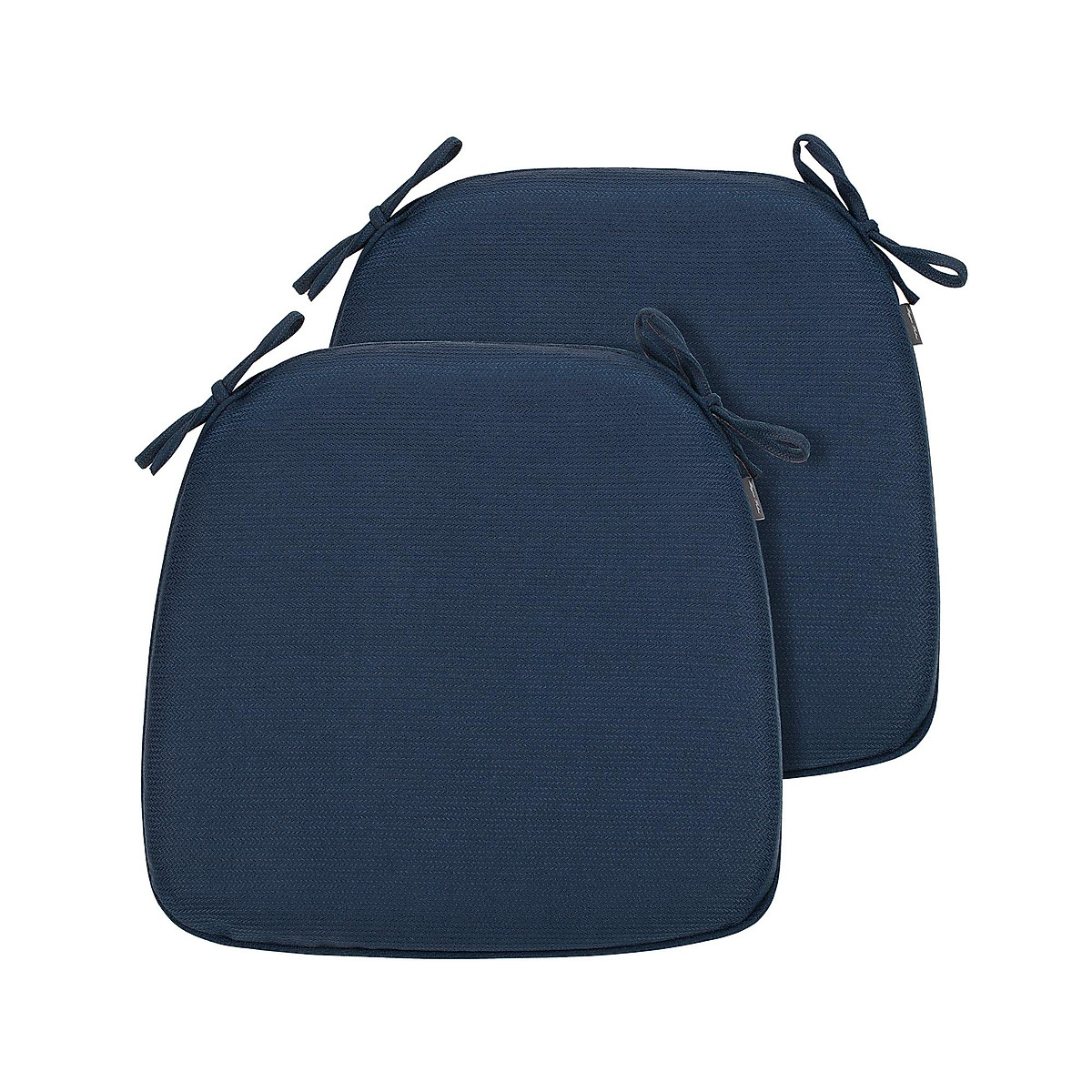 Magpie Fabrics Outdoor/Indoor 17"x16"x2" Chair Cushions with Ties Set of 2, Waterproof All Weather U-Shape Seat Pads Decoration for Patio Garden Furniture Home Office (Navy)