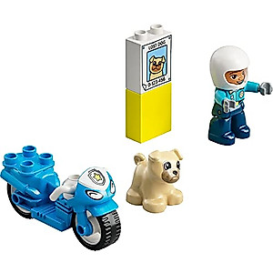 LEGO DUPLO Town Rescue Police Motorcycle 10967 Toy for Toddlers, Boys & Girls 2 Plus Years Old, with Police Officer and Dog Figure, Early Development Toys