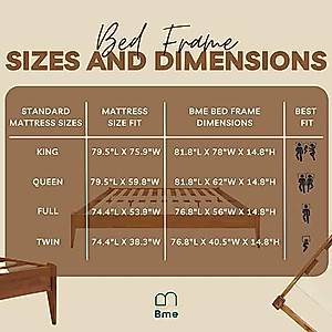 Bme Dinkee 15 Inch Signature Bed Frame Without Headboard - Modern & Minimalist Style with Acacia Wood - 12 Strong Wood Slat Support - Easy Assembly - No Box Spring Needed - Caramel, Twin