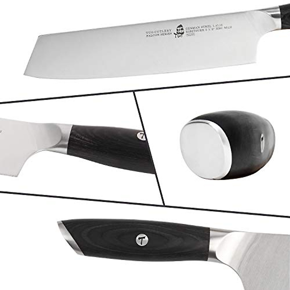 TUO Kiritsuke Chef Knife - 8.5 inch Japanese Kiritsuke Knife - German HC Steel with Pakkawood Handle - FALCON SERIES with Gift Box, Black