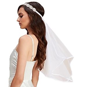 xo, Fetti Bachelorette Party Decorations Veil - Silver Beaded Crystal Veil | Bridal Shower | Bride to Be Gift + Engagement Decorations