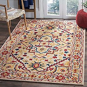 Safavieh Aspen Collection 8' x 10' Green/Ivory APN705Y Handmade Boho Medallion Wool Area Rug