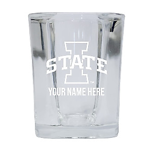 Personalized Customizable Iowa State Cyclones Etched Square Shot Glass 2 oz With Custom Name (1) Officially Licensed Collegiate Product