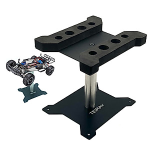 TEIRAY RC Car Repair Work Stand Repair Tool Set 360 Degree Rotation and 600 PCS RC Screws Kit and Screws Pallet Kit and RC Screwdrivers for 1/8 1/10 1/12 1/16 1/18 RC Car Truck Crawler (Black)