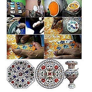 48" x 30" Inch Marble Inlay Table Bird Inlay Pietra Dura Design Rectangle Coffee Table, Accent Table, Center Table, Hallway Table, Entryway Table