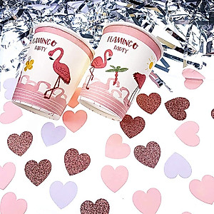 Rose-Gold Pink White Heart Confetti - 200pcs Engagement Wedding Baby Shower Bachelorette Mothers Day Valentines Birthday Party Table Decoration Glitter Paper Decor Lasting Surprise