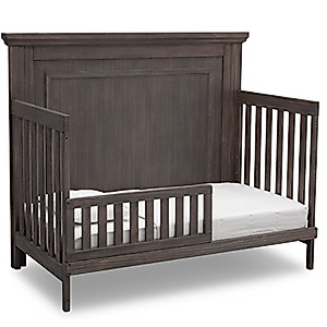 Simmons Kids SlumberTime Paloma 4-in-1 Convertible Baby Crib & Ultra Deluxe 2-in-1 Innerspring Crib and Toddler Mattress, Rustic Grey