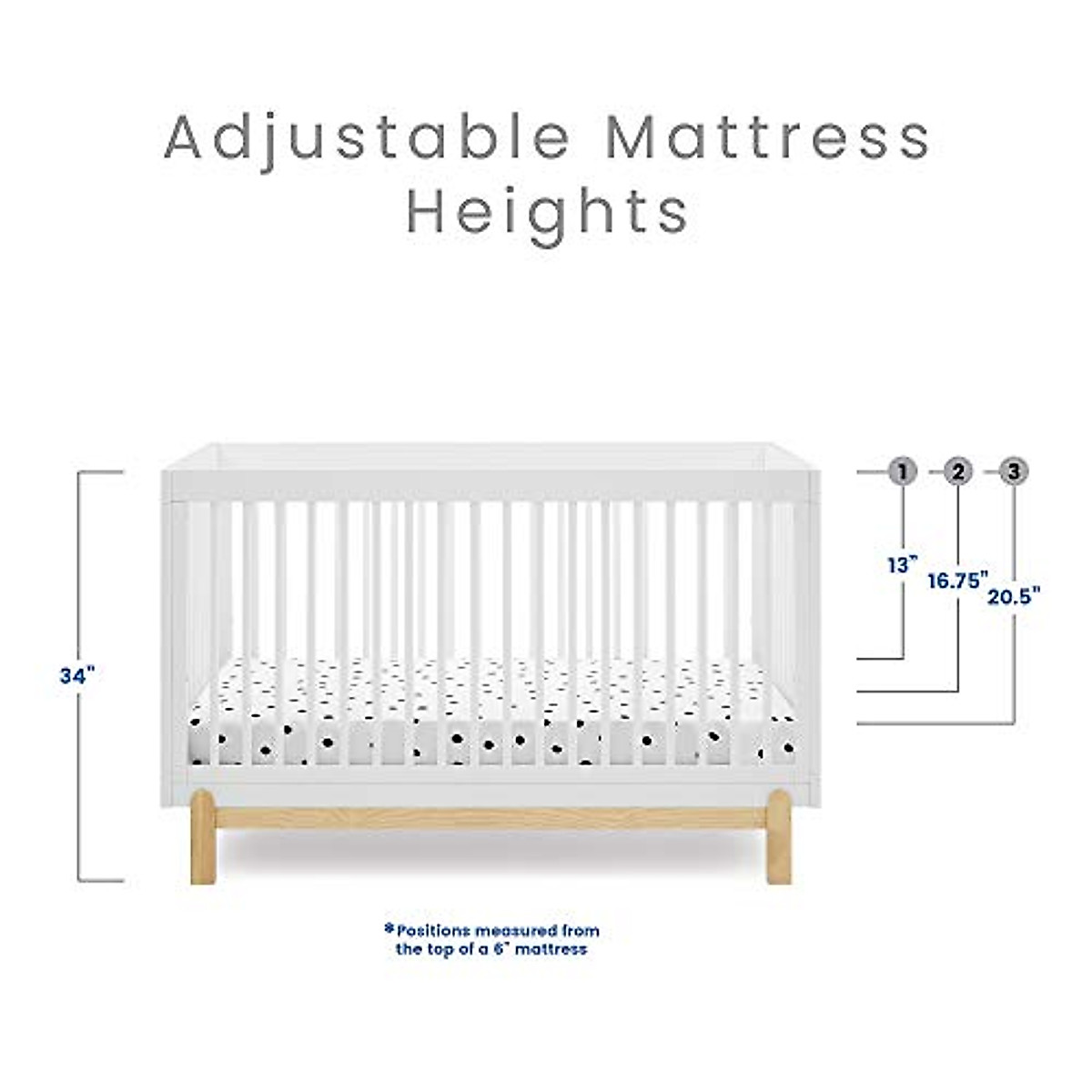 Delta Children Poppy 4-in-1 Convertible Crib, Bianca White/Natural