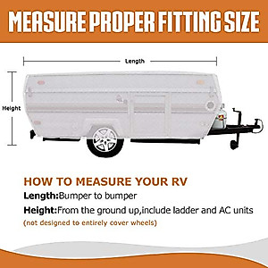 Leader Accessories Pop up Folding Camper Cover 150D Diamond Fabric Fits RV Trailer (16' - 18')