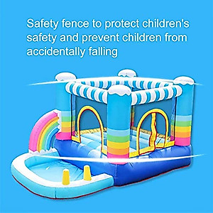 Children's Inflatable Castle,Rainbow Trampoline Indoor Small Castle Children's Playground Kindergarten Indoor and Outdoor Toy Playground,Colors,290 200 250cm