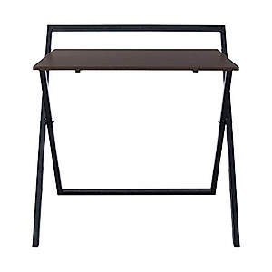 Teamson Home Easton 34" Modern Wood Folding Home Office Study Computer Desk with X Shaped Small Spaces Brown Tabletop and Black Legs