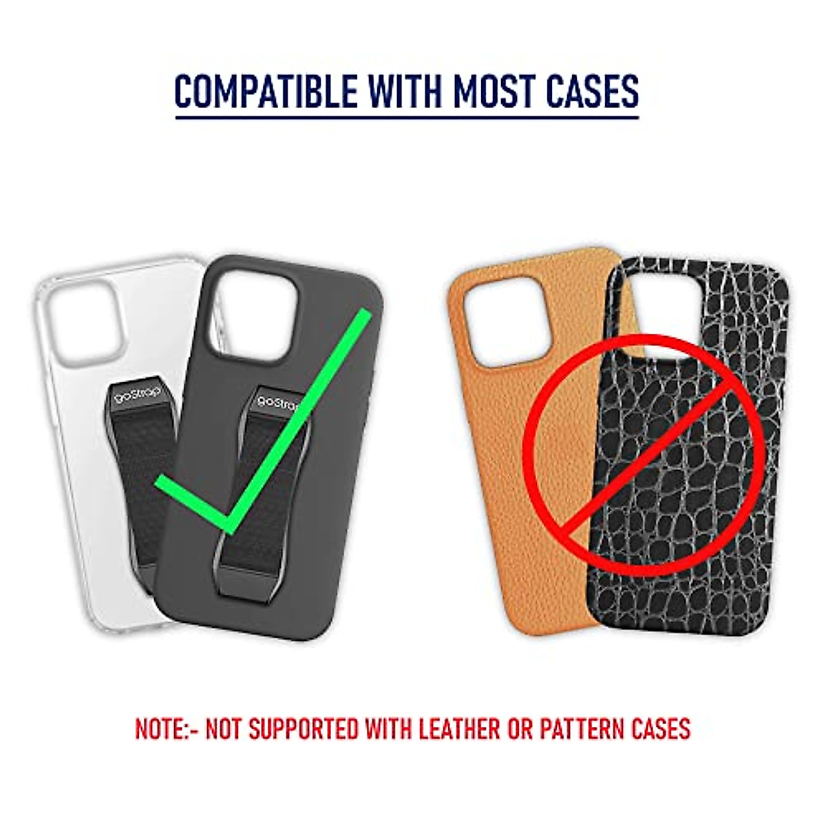 goStrap Magnetic Phone Grip Strap for back of Phone - Finger Loop Holder for Hand - Cell Phone Strap Compatible for Most iPhone, Smartphones, Mini Tablet, and Tablet Case