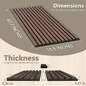 Acoustic Wood Slat Wall Panels with Foam for Interior Wall Decor | Soundproof Wall Panels | 3D Slat Wood Wall Panels | Bedroom Sound Absorption | 43.3”x 18.9”Each | Natural Walnut (Oil Painted)-2PCS