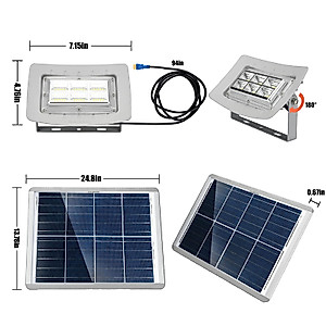 WAWUI 1000LM Solar LED Flood Lights Outdoor, Light Sensor IP65 Waterproof Solar Security Flood Lights 6000K Wired Solar Spot Lights for Outside, Yard, Garage, Garden, Patio, Pool