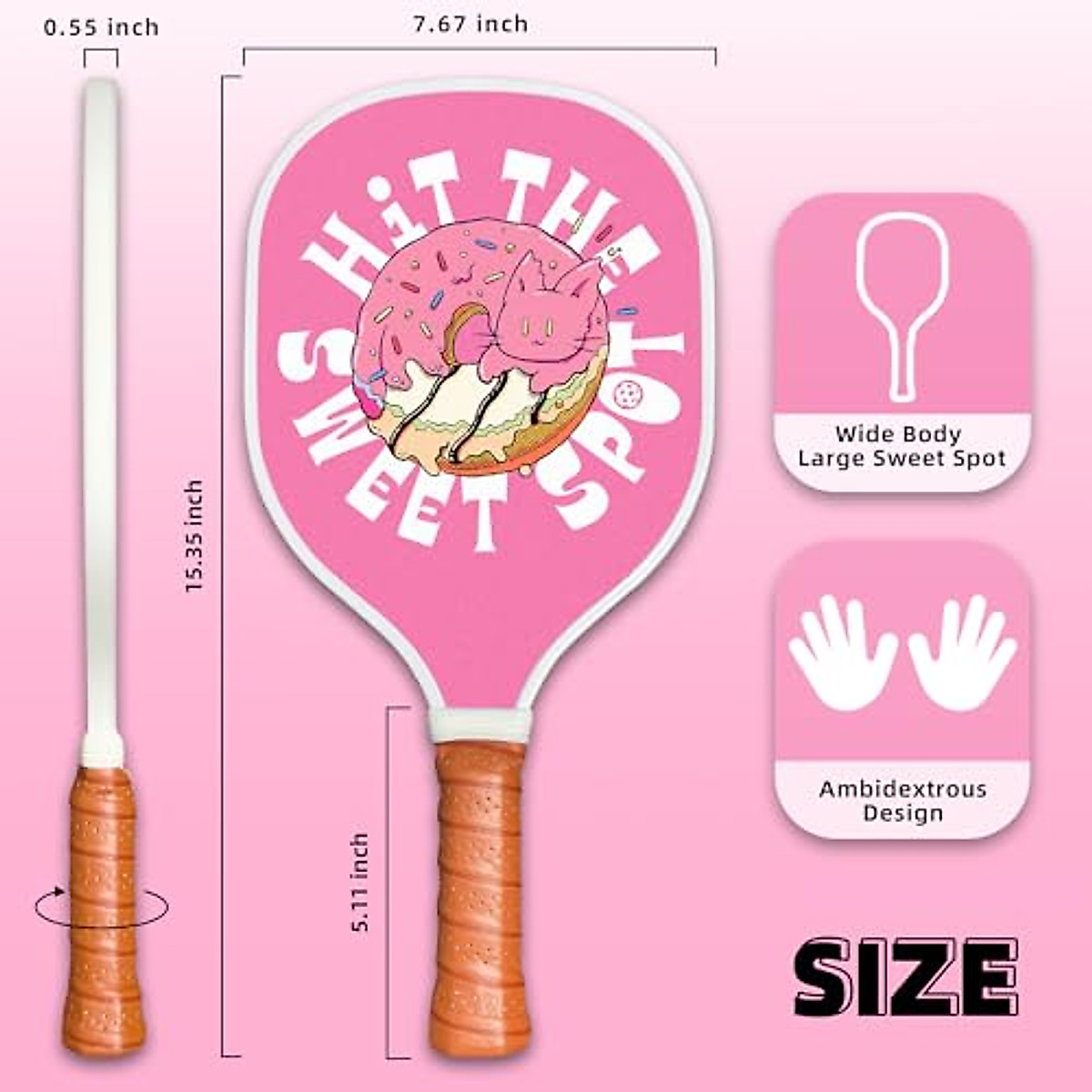 Xenia's Gifts Pickleball Paddle, Pickleball Racket with Ergonomic Designed Non-Slip Grip, Ideal for Beginners, Pros, and Kids (Pink, 1 Paddle)