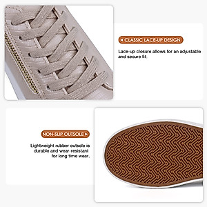 JABASIC Women Lace Up Platform Sneakers Casual Walking Shoes Low top Fashion Sneakers (8,Beige)