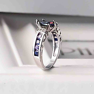 Women Simulated Gemstone Ring Anniversary Wedding Band Size Engagement Ring Size 6-10 (Multicolor, 8)