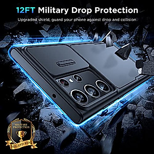 Simtect for Samsung Galaxy S23 Ultra Case with Camera Cover, [Military Drop Protection] [Snug Touch], Slim Protective Hard Back and Soft Edge Phone Case for Galaxy S23 Ultra Case 6.8 Inch- Black