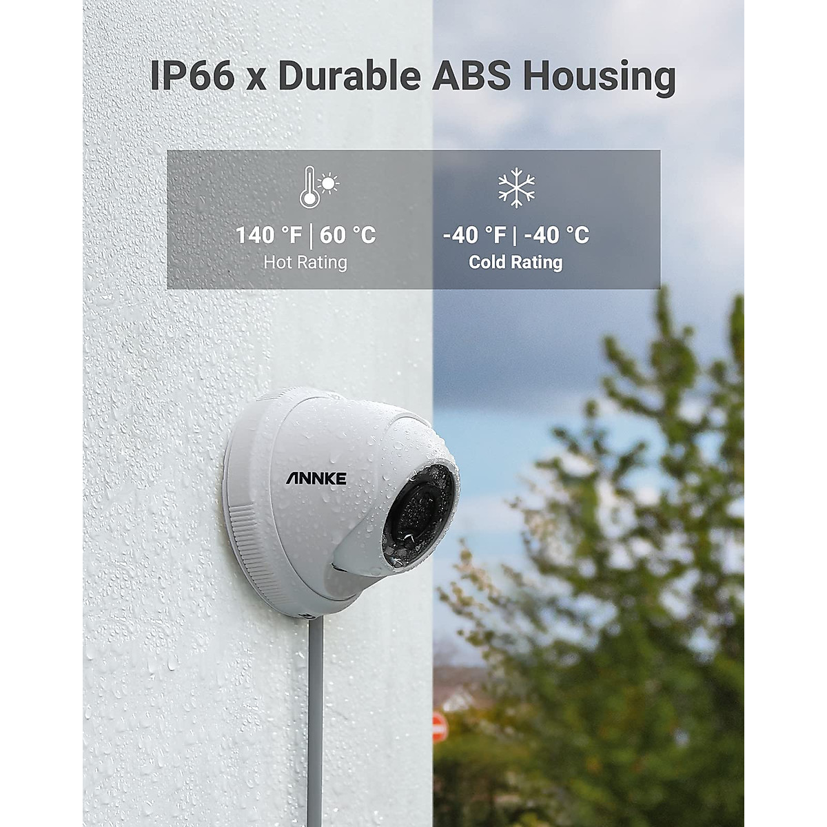 ANNKE Y200 CCTV Camera White 1080P HD TVI Add-on Surveillance Security Dome Camera, IP66 Outdoor Weatherproof Camera with IR Night Vision