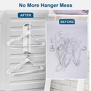 EASTTOWEST Magnetic Hanger Organizer Stacker,Clothes Hanger Storage Rack,Hanger Holder for Closet Laundry Room Washing Machine,White