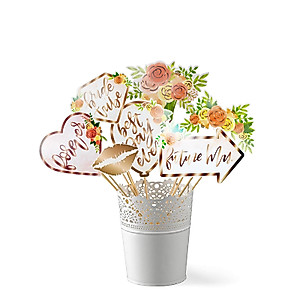 Wedding Bridal Shower Photo Booth Props, 20 Pieces Rose Gold Bachelorette Party Decorations, Wedding Party Photobooth Props, Wedding Bridal Shower Bachelorette Party Supplies, Bride to Be Photo Props