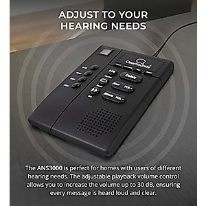 ClearSounds ANS3000 Amplified Answering Machine for Analog Telephones Landline with Up to 30dB Amplification