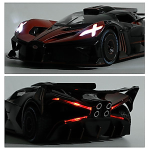 WAKAKAC 1/24 Scale Bugatti Bolide Toy Car, Alloy Die-cast Pull Back Car Model with Light and Sound, Collectible Car Toy Vehicle for Adults Kids Boys Girls, Gift Red