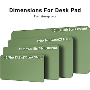 Aothia Leather Desk Pad Protector, Mouse Pad, Office Desk Mat, Non-Slip PU Leather Desk Blotter, Laptop Desk Pad, Waterproof Desk Writing Pad for Office and Home (31.5" x 15.7",Olive Green)
